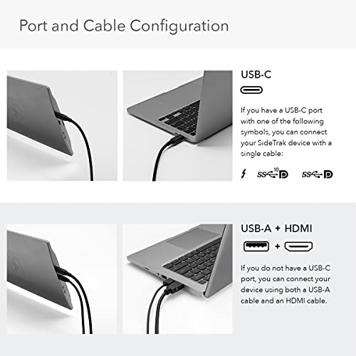 SideTrak Swivel 14” Patented Attachable Portable Monitor for Laptop | FHD TFT USB Laptop Dual Screen | Mac, PC & Chrome Compatible | Fits All Laptops | Powered by USB-C or Mini HDMI (Dark Gray)