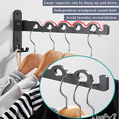 kuaguan Clothes Drying Rack Wall Mounted Drying Racks for Laundry Room Organization and Storage Clothes Rack,Aluminum Dryer Rack with Two Drying Rods for Hanging Wet and Dry Clothes