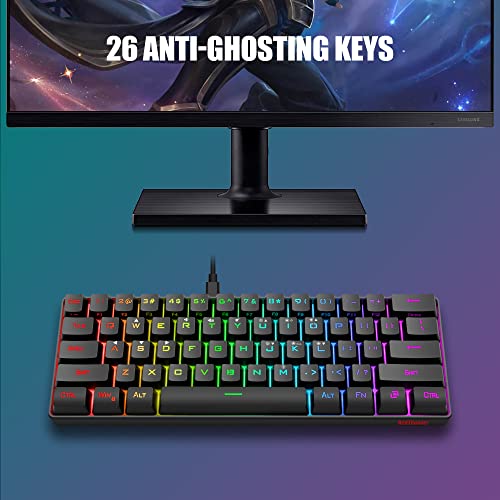 RedThunder 60% Gaming Keyboard and Mouse Combo, Ultra-Compact 61 Keys RGB Backlit Mini Keyboard, Lightweight 7200 DPI Honeycomb Optical, Wired Gaming Set for PC MAC PS5 Xbox Gamer(Black)