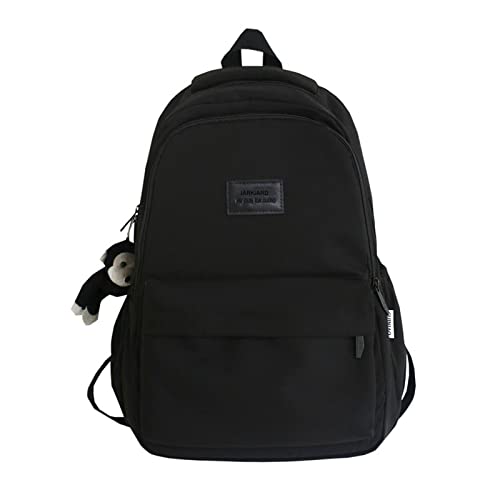 JARKJARD Aesthetic Backpack Cute Kawaii Backpack for School College Backpack Large Capacity Bookbags for Girls Women Students Casual Travel Daypacks Solid Color(Black)