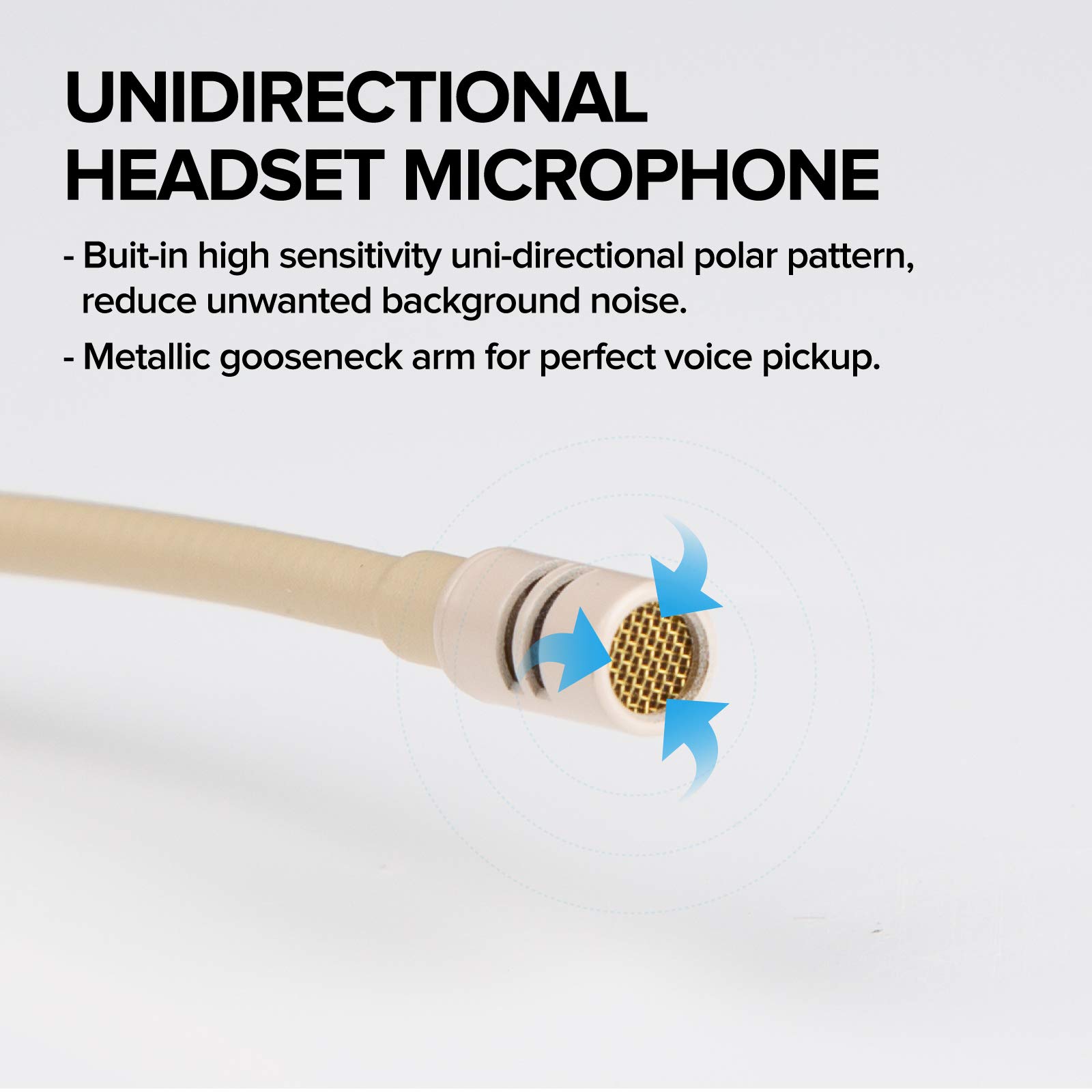 Sujeetec Headset Microphone - Discreet Double Earhook Headworn Mic fits PC Voice Amplifier Wireless Bodypack Transmitters for Lectures, Live Performance, Theater, Podcasts (3.5mm TRS Plug)