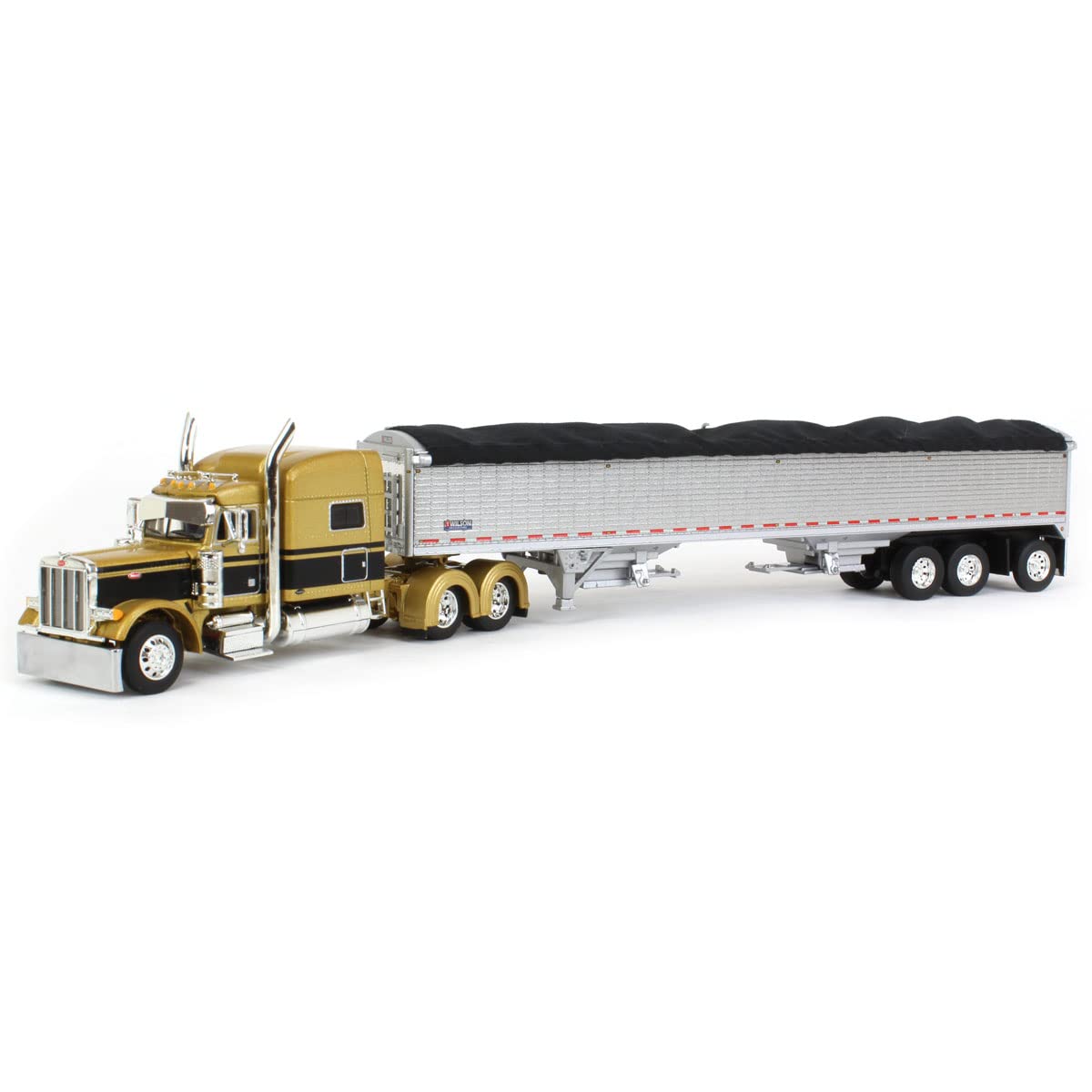 DCP 1/64 Gold & Black Peterbilt 379 w/ 50' Wilson Pacesetter Grain Trailer 60-1273
