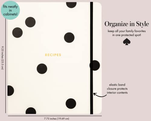 Kate Spade New York Recipe Book with 7 Tabbed Sections and Recipe Card Sleeves, Deco Dot
