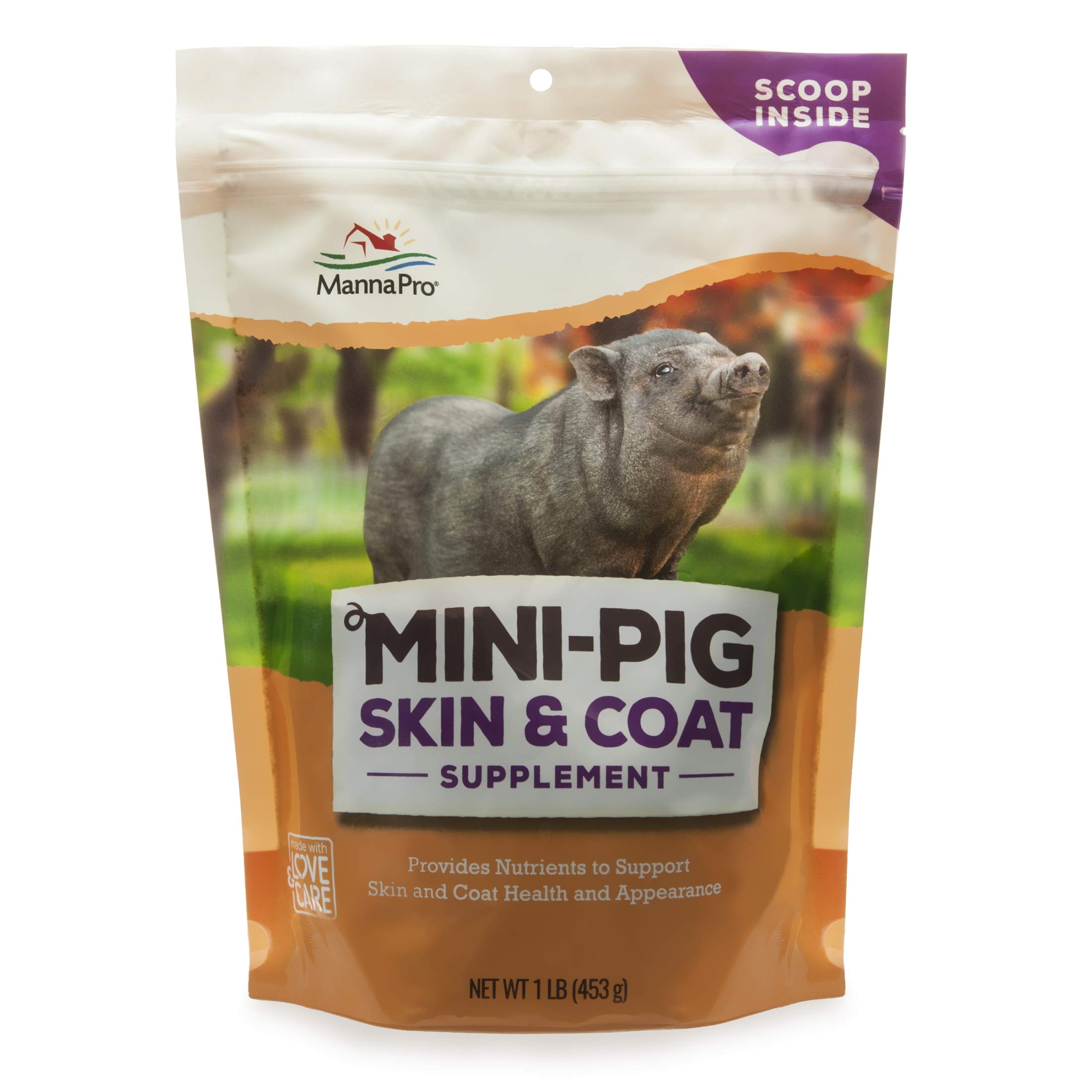 Manna Pro Mini Pig Skin & Coat Supplements | Contains Flaxseed, Biotin & Vitamin E | 1 Pound
