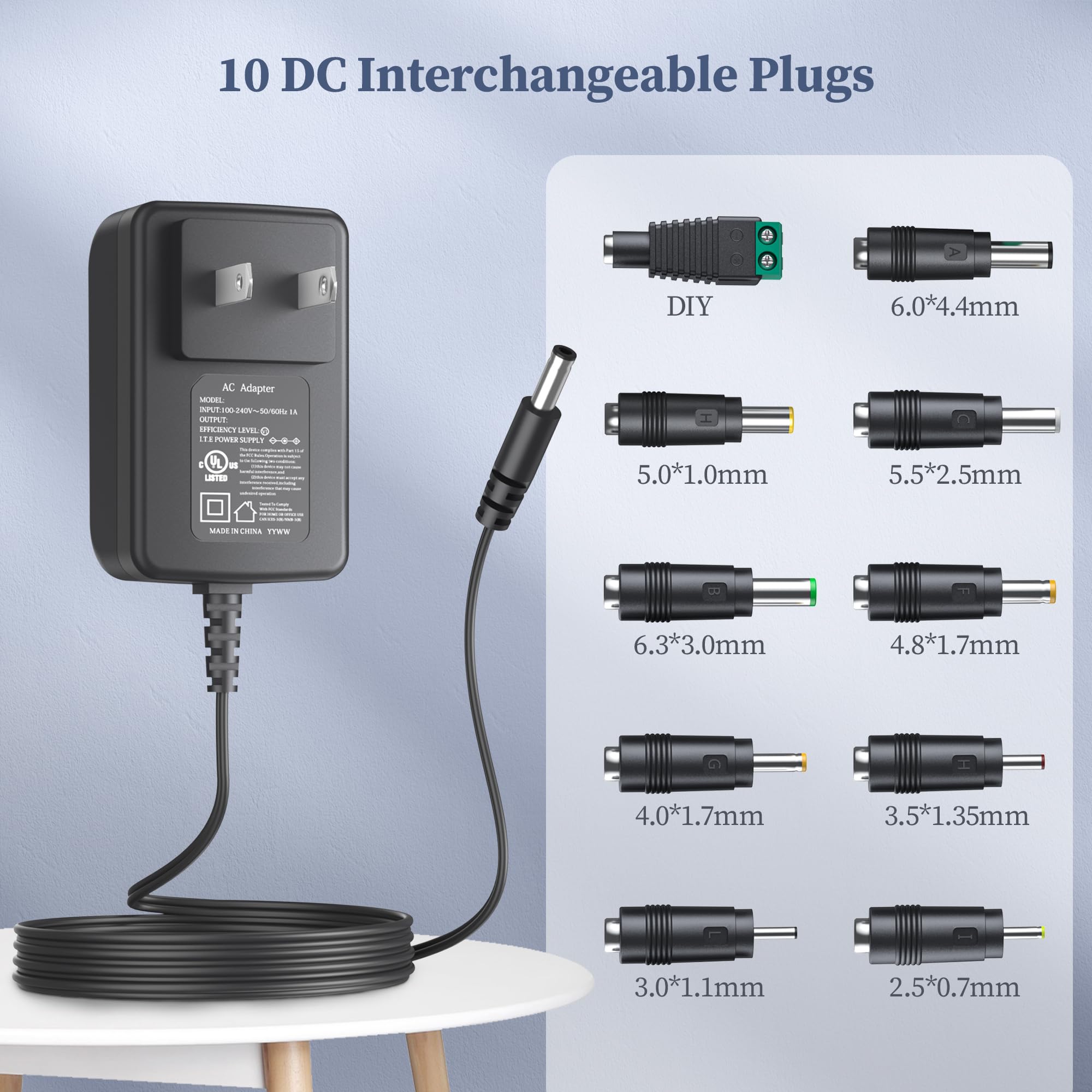 DONYOIE 15V 2A 1.5A Power Supply 15 Volt Charger 2000mA 30W Max Regulated Switching AC to DC Cord Adapter with 10 Replacement Connector 100V - 240V Input Adaptor US Wall Plug Certified by UL