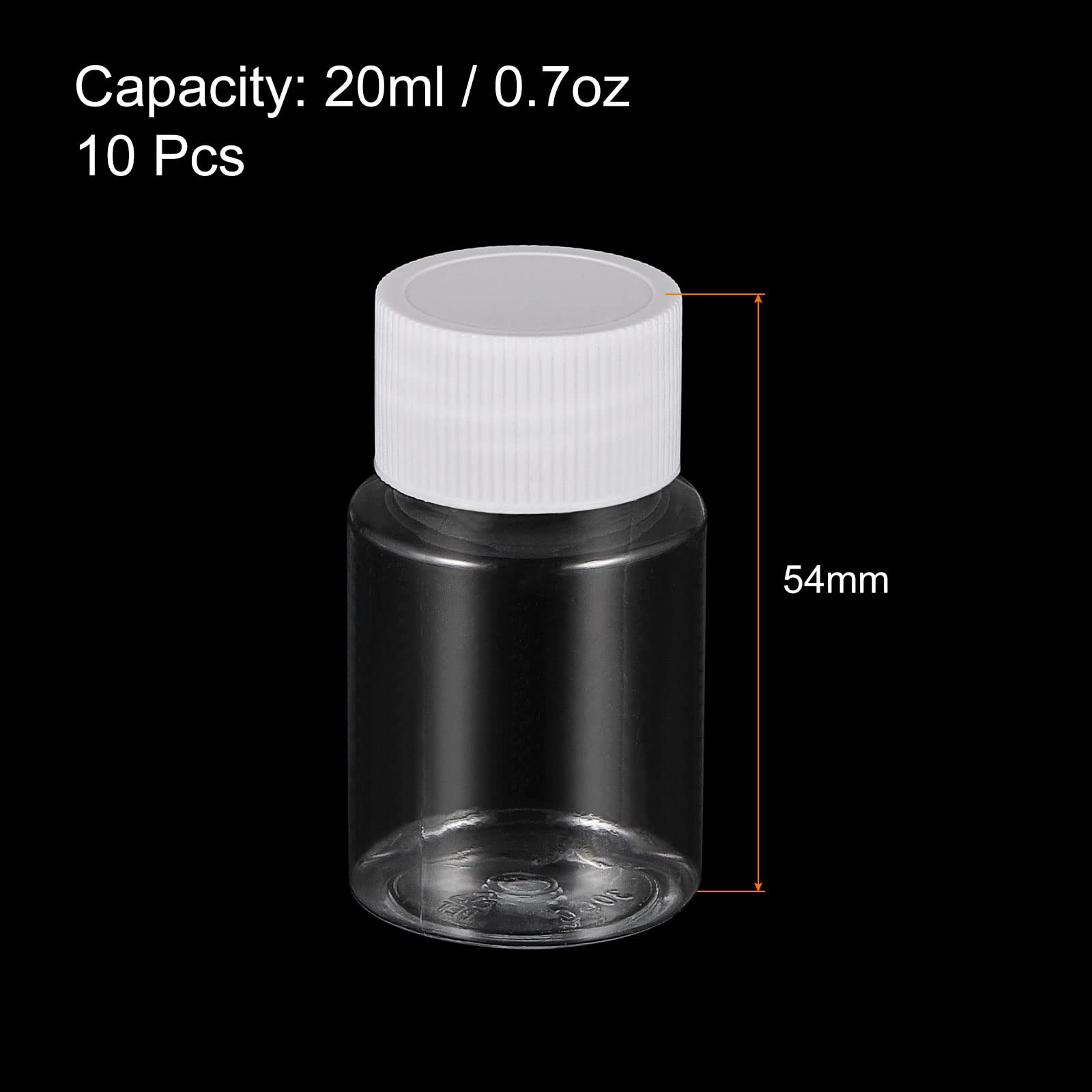 uxcell Plastic Lab Chemical Reagent Bottle 20ml/0.7oz Wide Mouth Sample Sealing Liquid Storage Container 10pcs