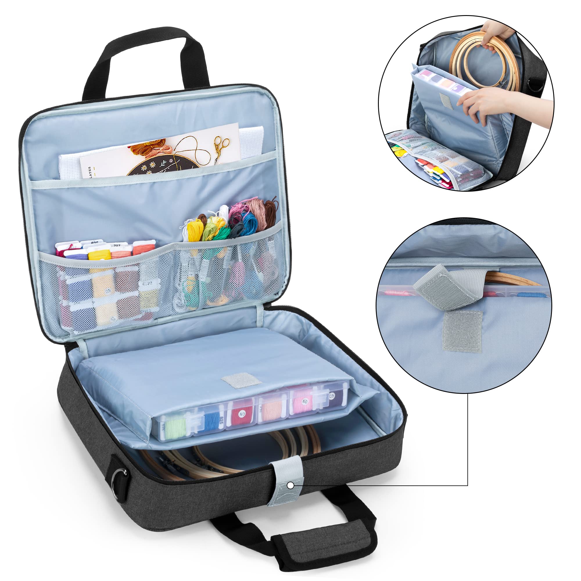 LUXJA Embroidery Project Bag, Embroidery Kits Storage Bag (Bag Only), Black