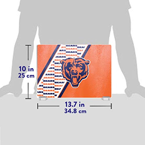Duck House NFL Chicago Bears Tempered Glass Cutting Board with Display Stand white, 10" X 14"