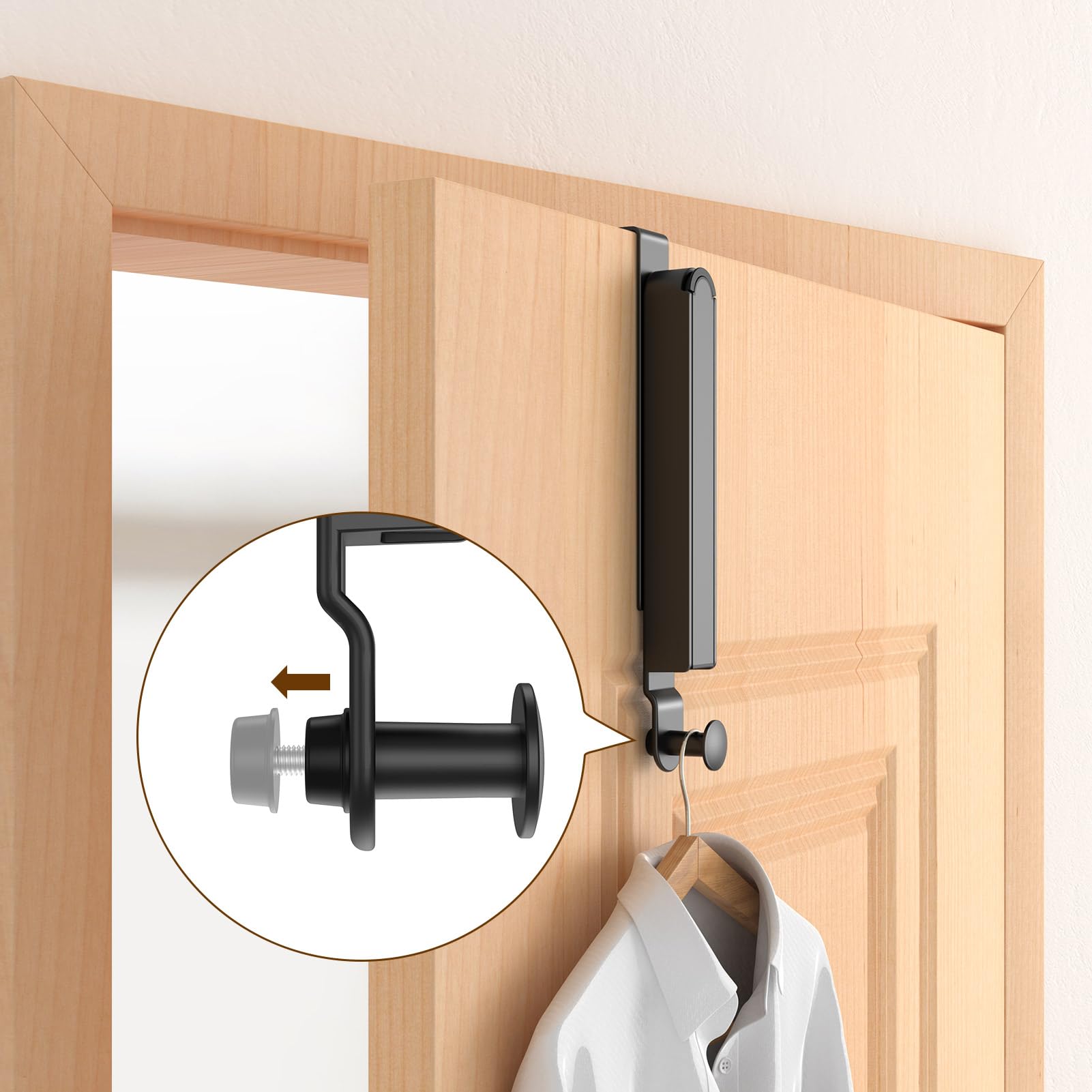 Folding Clothes Drying Rack, Fit 1 3/4" Door Super Heavy Duty Aluminum Alloy Over the Door Hanger with Retractable Rod, Foldable Portable and Collapsible Bathroom Towel Rack , Ivory White