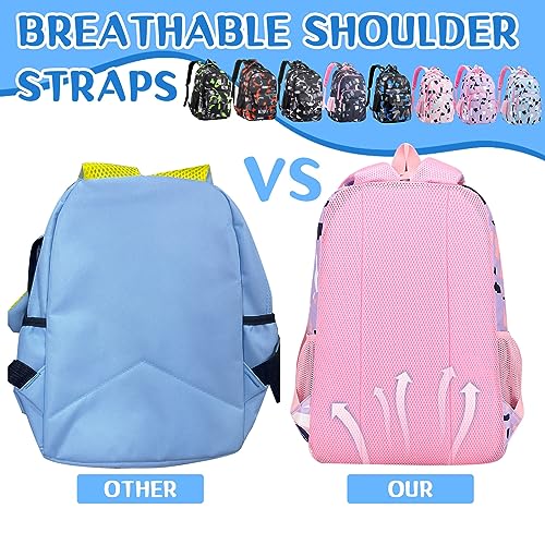 PerKoop 8 Pieces Backpacks Boys and Girls 17 Inch School Bag Bulk Printed Student Backpacks with Adjustable Padded Straps and Bottle Holder for Back to School Elementary Middle High School, 8 Color