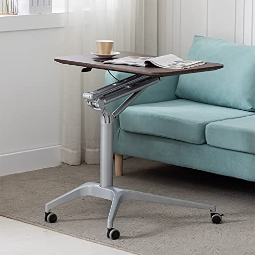 Gdrasuya10 Mobile Standing Desk, Sit Stand Freely Adjustable Computer Desk Height Aluminum Alloy Support Thicker Plate Spacious Table Top with Brake Casters for Office Room Home Use