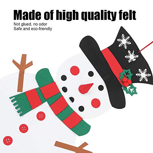 Jauarta Felt Christmas Snowman Set, DIY Wall Hanging Snowman Ornaments Xmas Gifts for Kids (White)