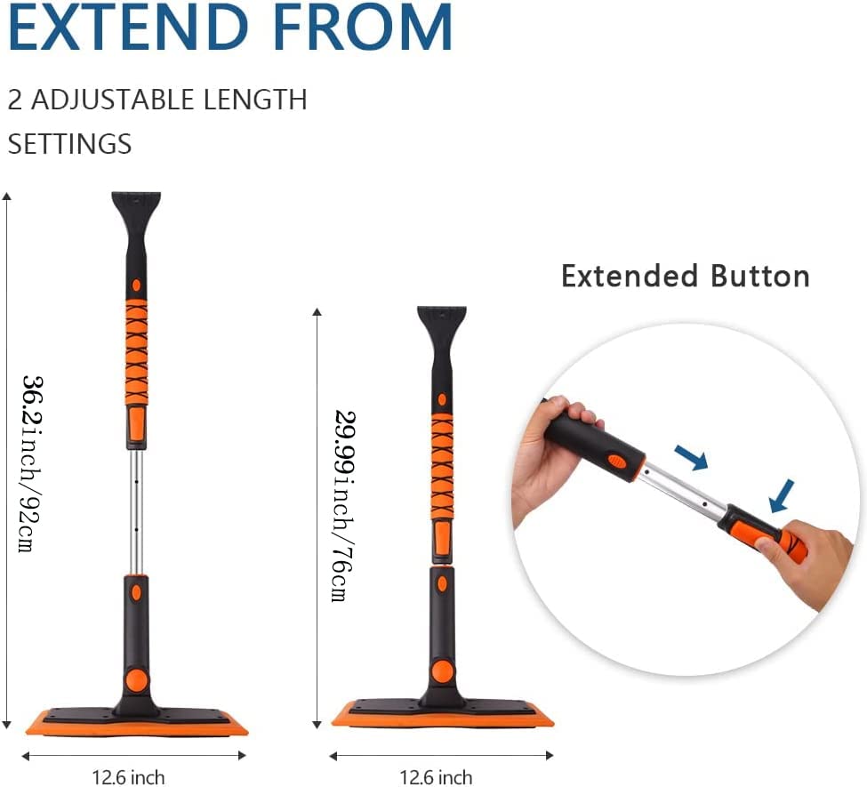 DDSNTY 35.5" Extendable Foam Snow Brush and Ice Scraper, Car Snow Broom with Foam Handle, Auto Windows Snow Removal Brush, Windshield Ice Scraper for Car Trucks SUV