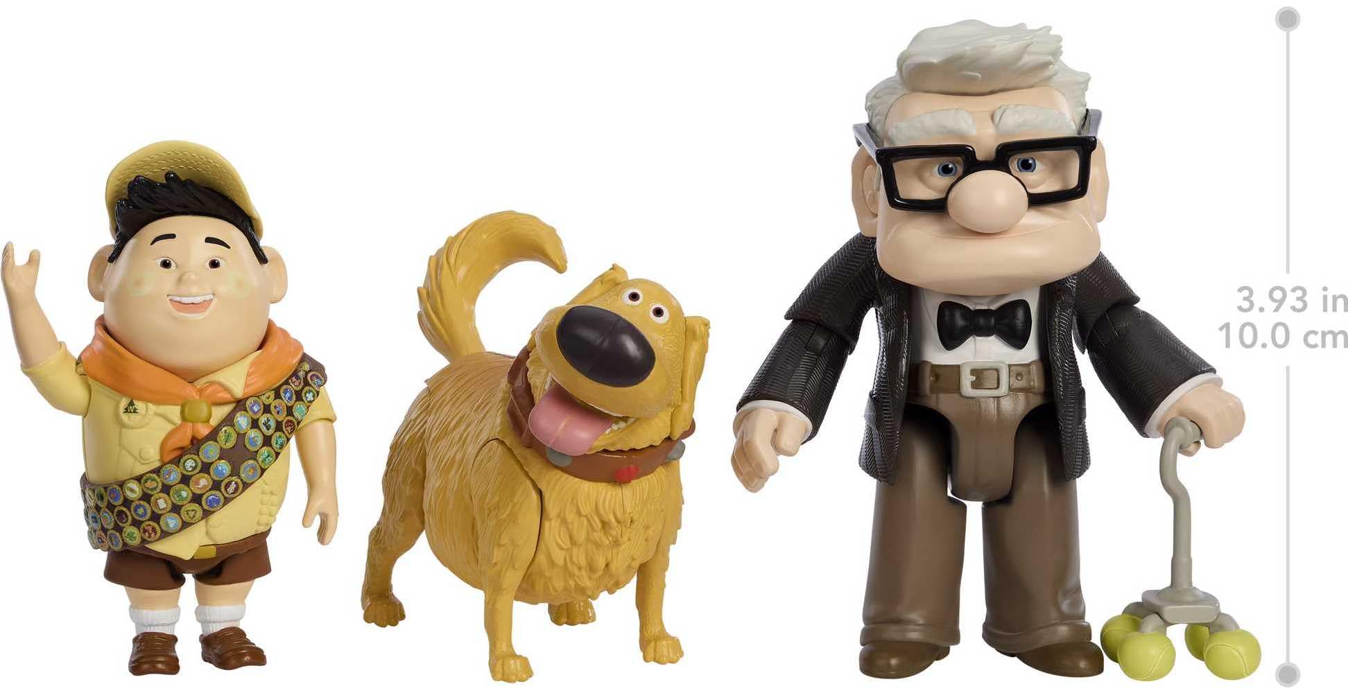 Disney and Pixar Up Storyteller 3 Action Figure Pack, Authentic Posable Storypack Gift of Carl, Russell & Dug The Dog Characters