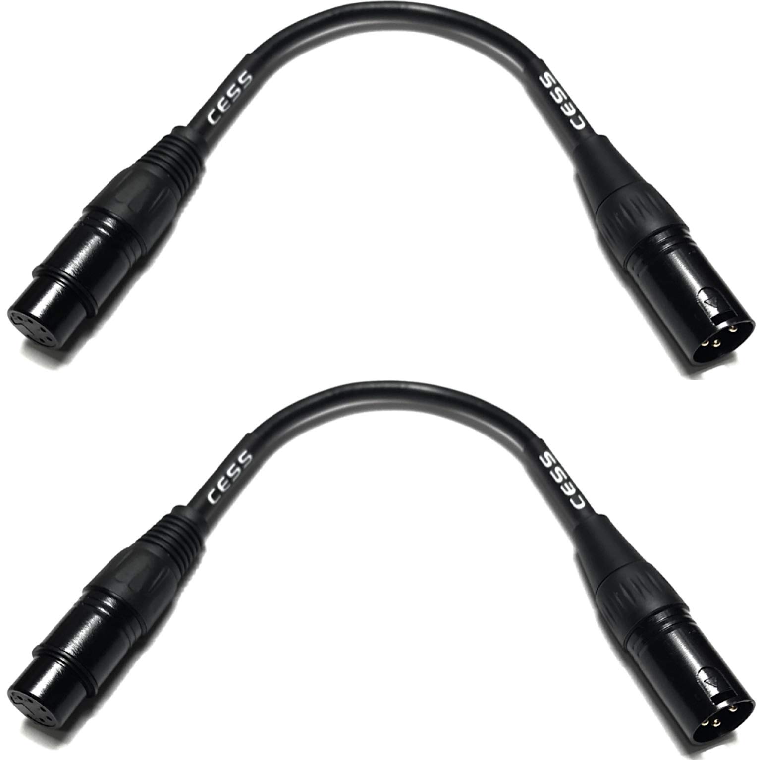 CESS-008 XLR3M to XLR5F DMX512 Adapter Cable - 3 Pin Male XLR to 5 Pin Female XLR DMX Turnaround, 6 Inches - 2 Pack