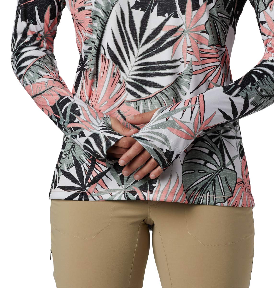 Columbia Women's Super Tidal Tee Hoodie, Tiki Pink Tropical Print, Large