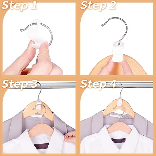 PTYWRTUS 70 Pcs Hanger Hooks Space Saver, Clothes Hanger Connector Hooks, Connecting Buckle Hooks for Hangers, Hanger Hooks for T-Shirts, Sweaters, Coats (White)