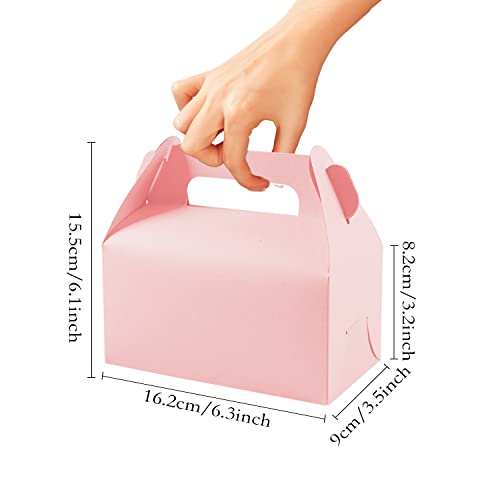 Lainrrew 30 Pcs Gable Candy Treat Boxes, Small Goodie Boxes ,Kraft Paper Gift Box for Christmas Party Decorations Birthday Party Favors (Pink)