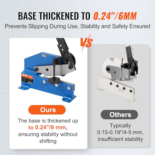 VEVOR Hand Plate Shear 8", Manual Metal Cutter Cutting Thickness1/4 Inch Thick Max, Metal Steel Frame Snip Machine Benchtop 7/16 Inch Rod, for Shear Carbon Steel Plates and Bars , Blue