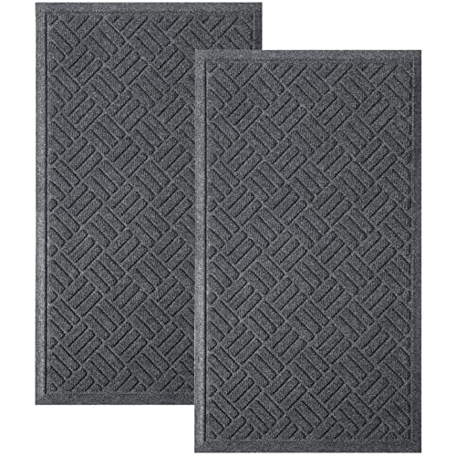 MATALL Front Door Mat 2 Pack Indoor and Outdoor Welcome Mat, Absorbent and Drain Away Water Heavy Duty Entryway Doormat for Front Back Doors, Laundry Rooms, Mudrooms and More, 29.5x17.5IN