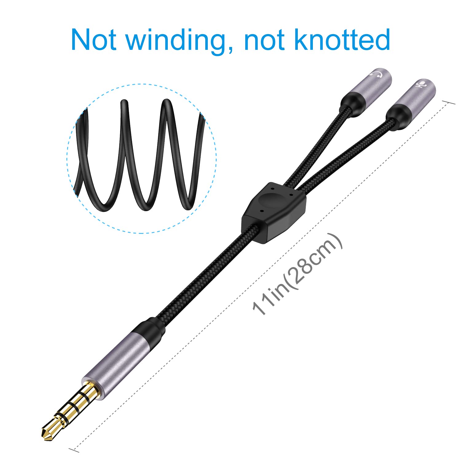 Paloxy 3.5mm Combo Audio Adapter Cable(2 Pack) Compatible for PS4,PS5,Xbox One S,for Switch,Tablet,Mobile Phone,PC Gaming Headsets and New Version Laptop Grey