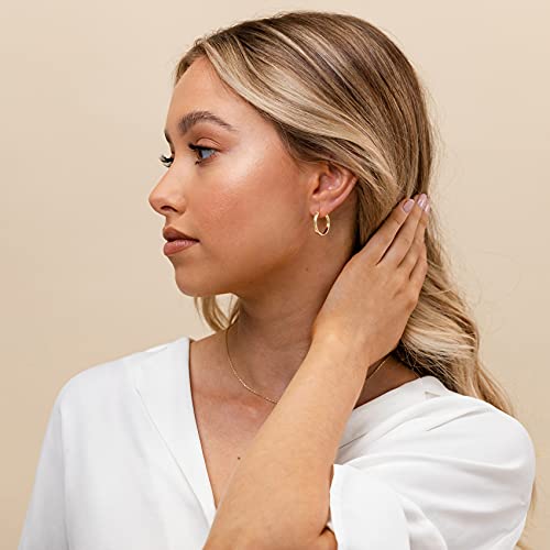 PAVOI 14K Yellow Gold Plated 925 Sterling Silver Post Lightweight Hoops | 20mm | Yellow Gold Hoop Earrings for Women