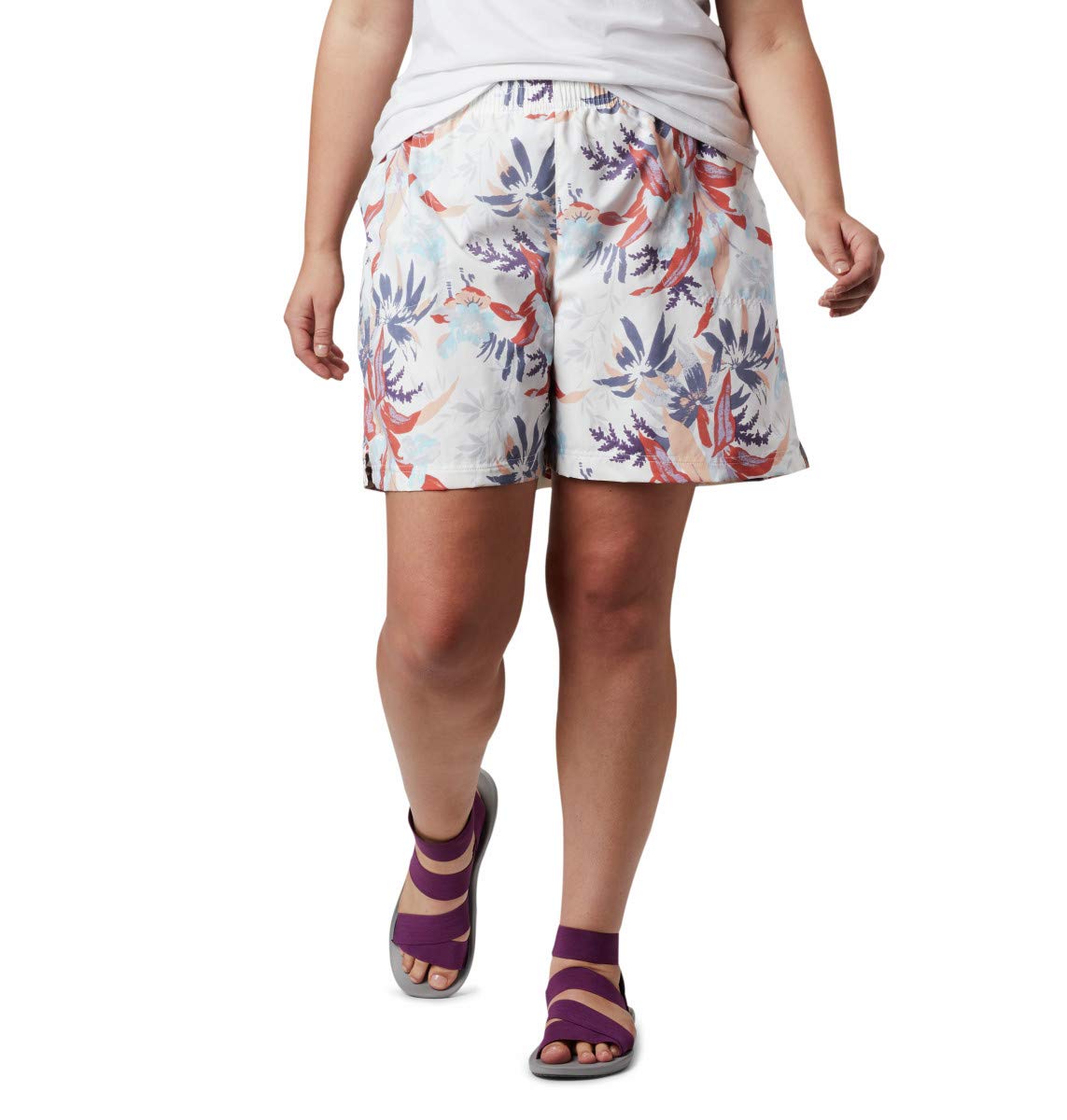 Columbia Women's Standard Sandy River II Short, New Moon Magnolia Print, X-Large x 5" Inseam