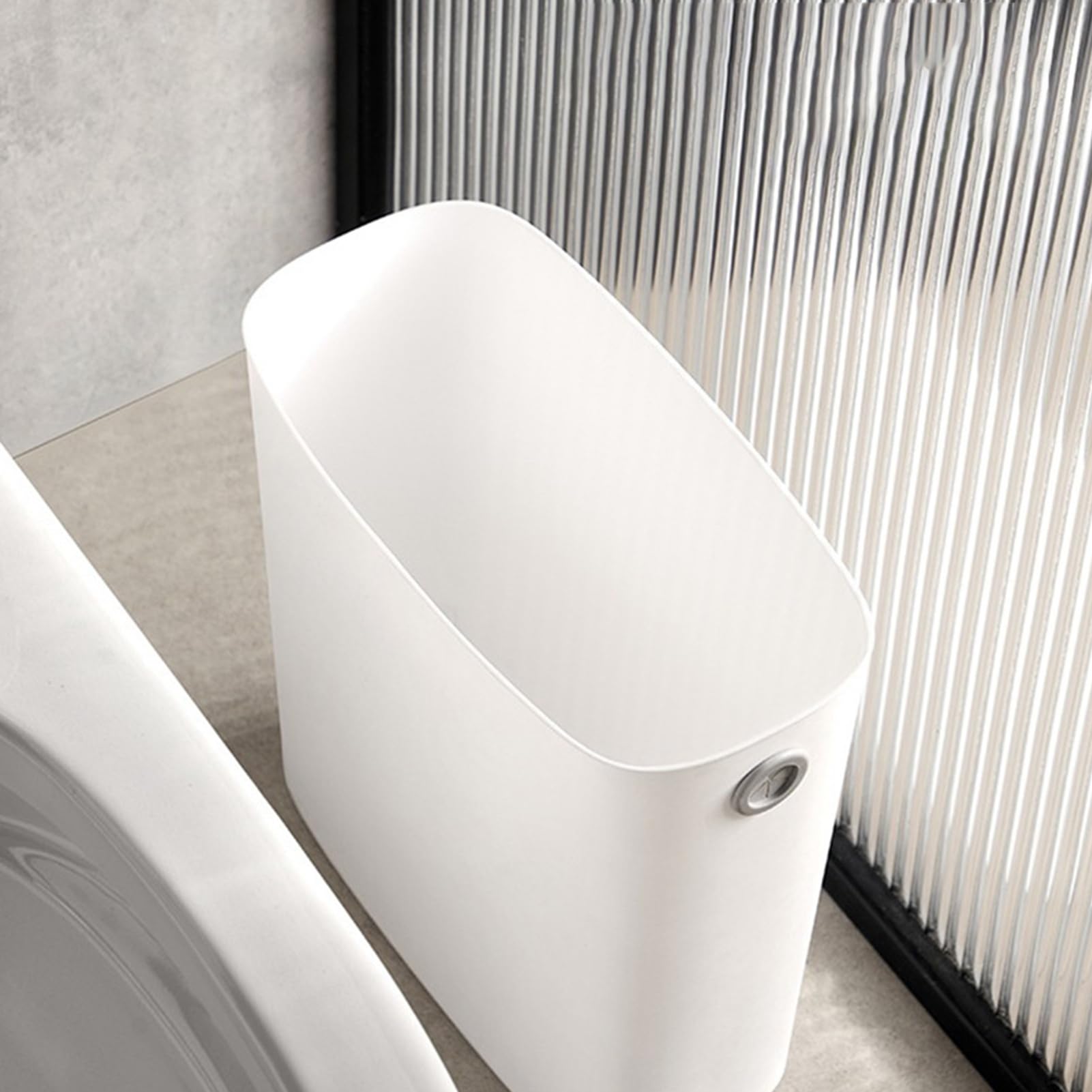 FLUSTDER Small Trash Can PP TPR Plastic Wastebasket Open Top Garbage Bin for Bathroom Office Kitchen Bedroom (White)