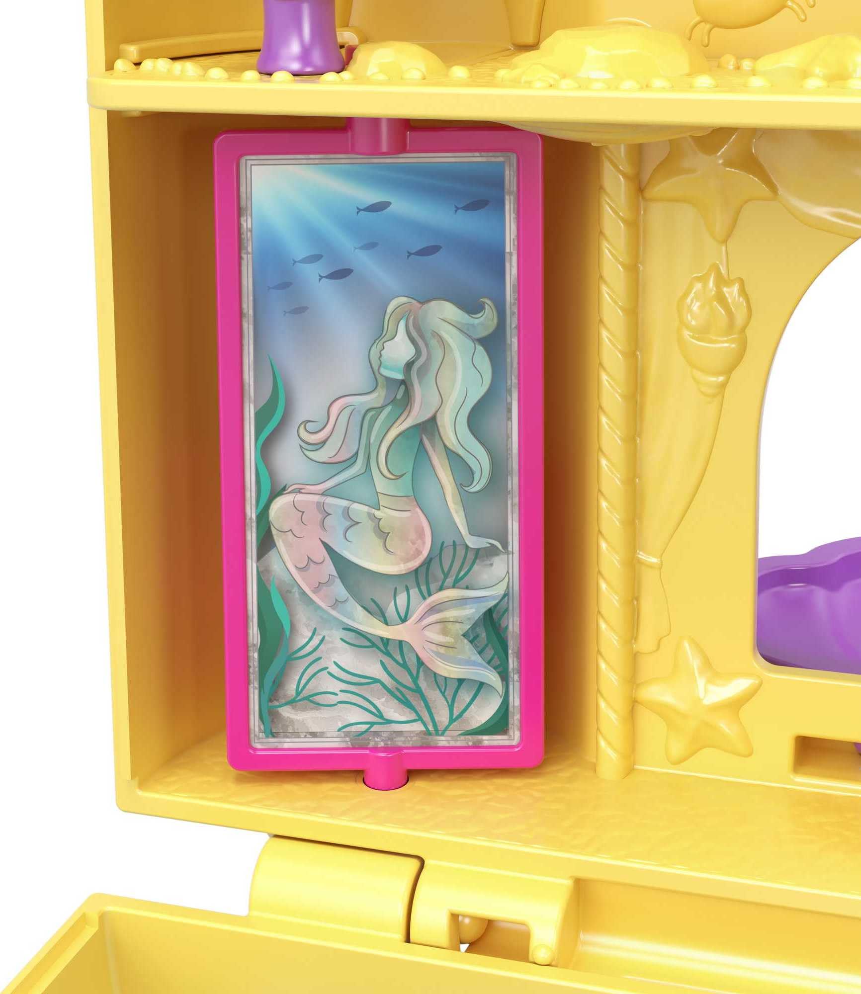 Polly Pocket Travel Toy with 2 Micro Dolls, Dolphin Pet & Water Play Accessories, Pocket World Surf βnβ Sandventure Playset