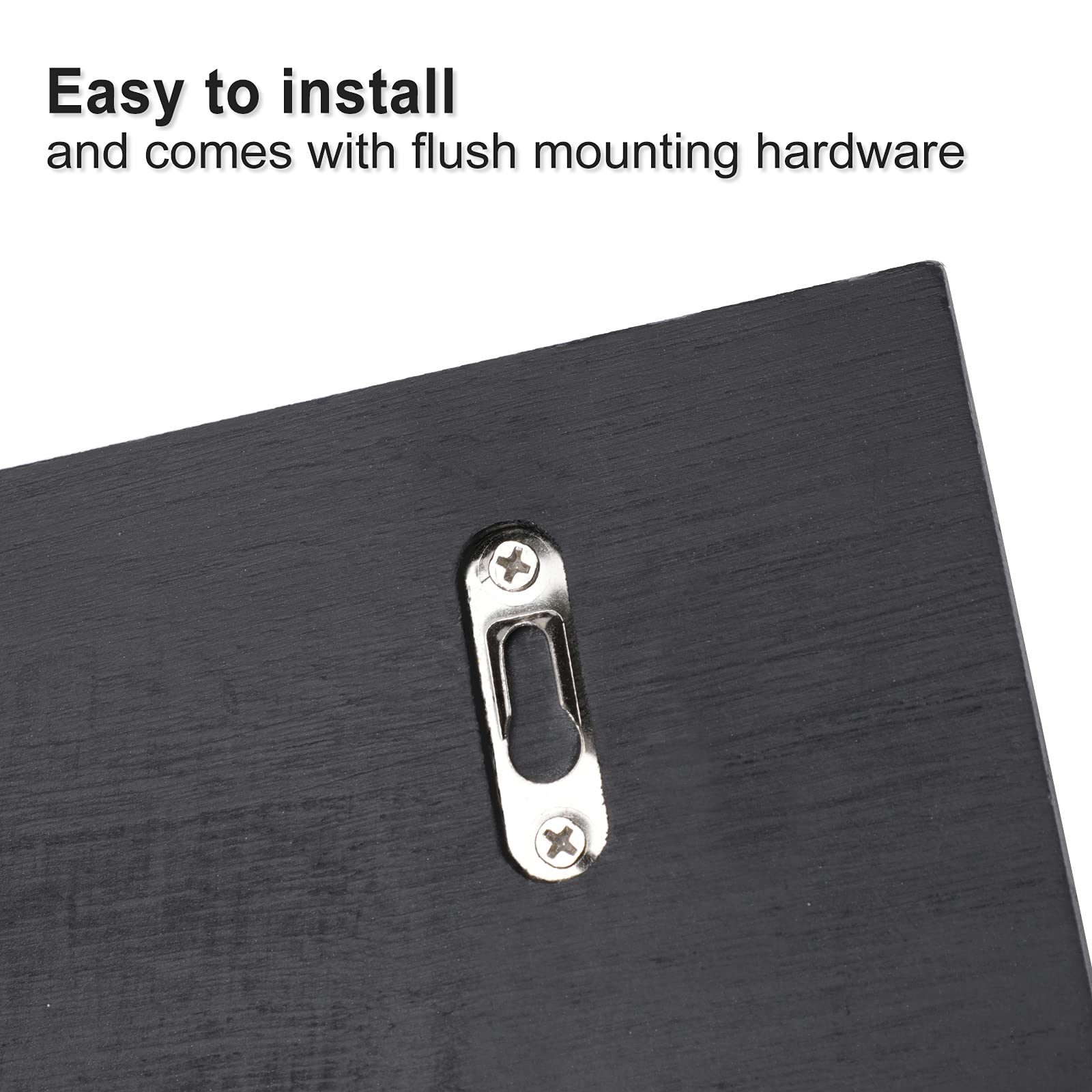 Lwenki Key & Mail Holder for Wall - Rustic Natural Paulownia Wood, 4 Double-Hook Hangers - Wall Mounted Organizer for Decor, Bags, Accessories - Hardware & Manual Included (Black)