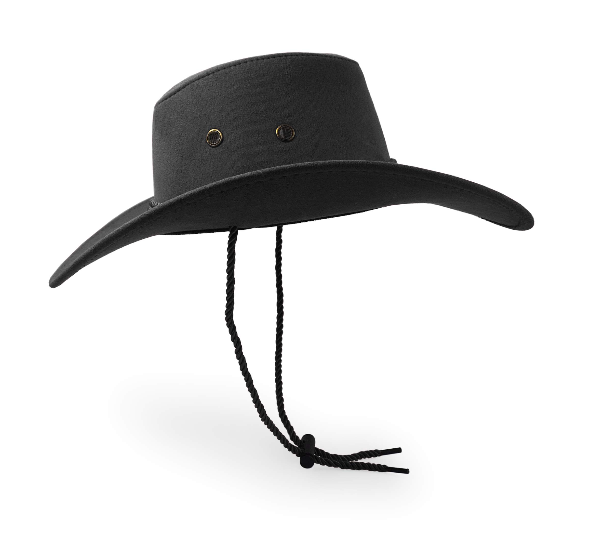 Cowboy Hat, Sun Hat Faux Felt Leather Suede Travel Cap Western Hat Outdoor Sun Protect Black