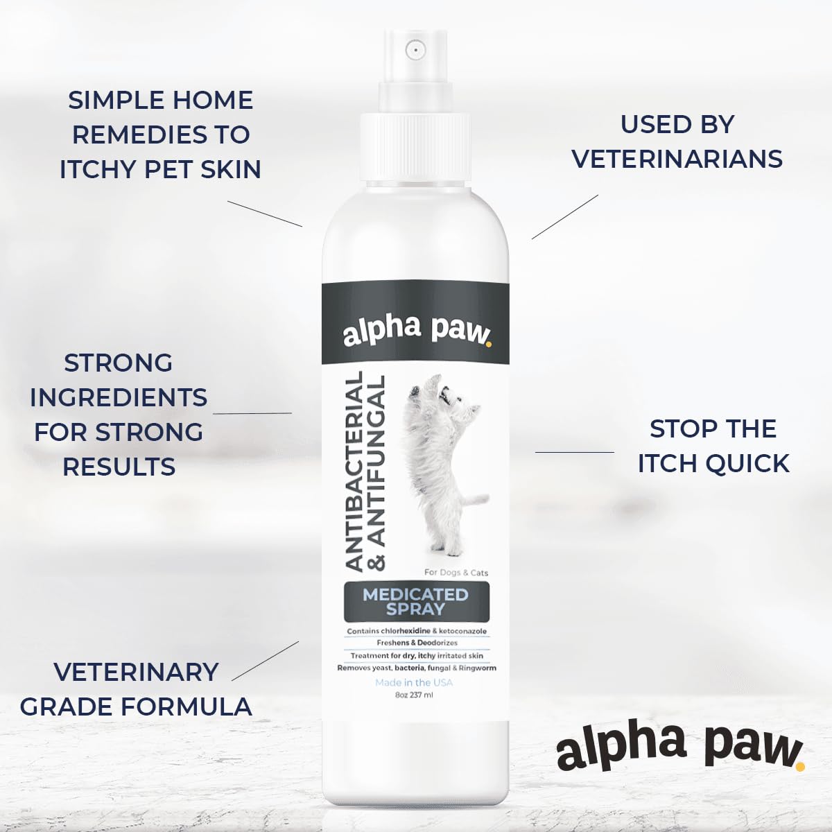 Smiling Paws Pets Advanced Chlorhexidine & Ketoconazole Spray for Cats & Dogs Spray 8oz
