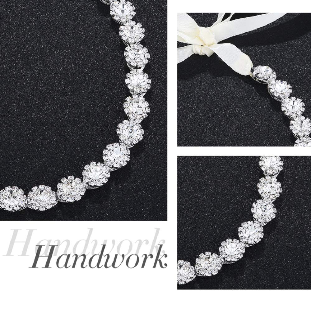 Crystal Wedding Headband Bridal Headpiece Hair Jewelry for Brides and Bridesmaids Silver