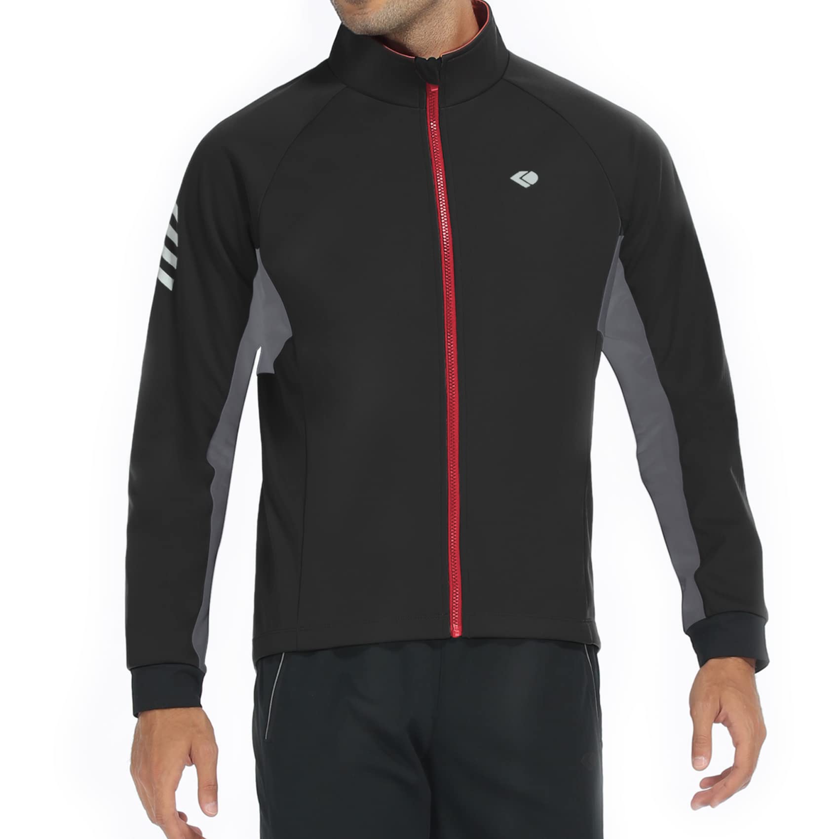 DIFOS Men's Windproof Running Cycling Jackets Windbreaker Thermal Bike Coat with Rear Pocket(M,Black)