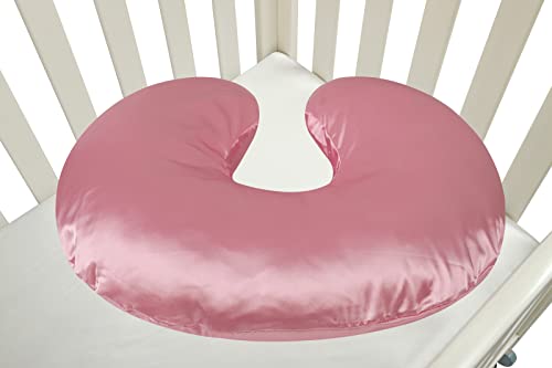 Satin Nursing Pillow Cover Set 2 Pack Ultra Soft Silk Compatible with Boppy Pillow Protect for Baby Hair and Skin Grey & Pink
