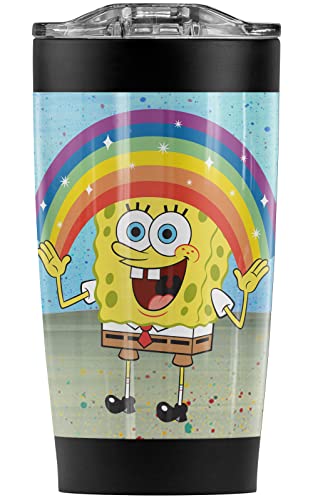 Logovision Spongebob Rainbow Stainless Steel 20 oz Travel Tumbler, Vacuum Insulated & Double Wall with Leakproof Sliding Lid