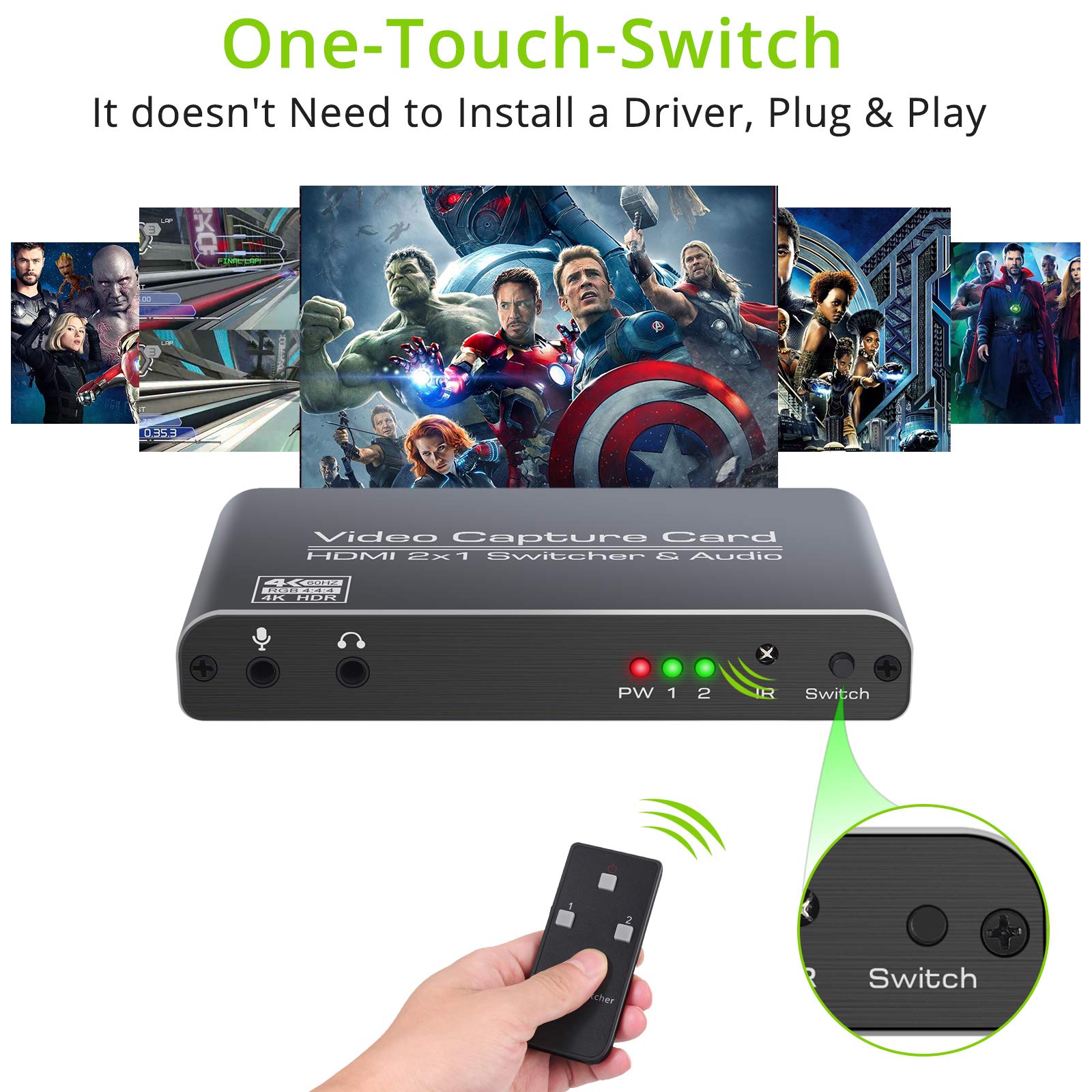Capture Card,USB 3.0 HDMI Game Capture Card with Remote LiNKFOR HDMI to USB 3.0 Live Video Capture with HDMI Loop-Out with Microphone Input and Audio Output Support 1080P Windows 7 8 10 Linux Mac OS