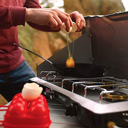 Coleman Triton+ 2-Burner Propane Camping Stove with Push-Button Instant Ignition, Portable Camping Grill/Stove with Adjustable Burners, Wind Guards, and 22,000 Total BTUs of Power