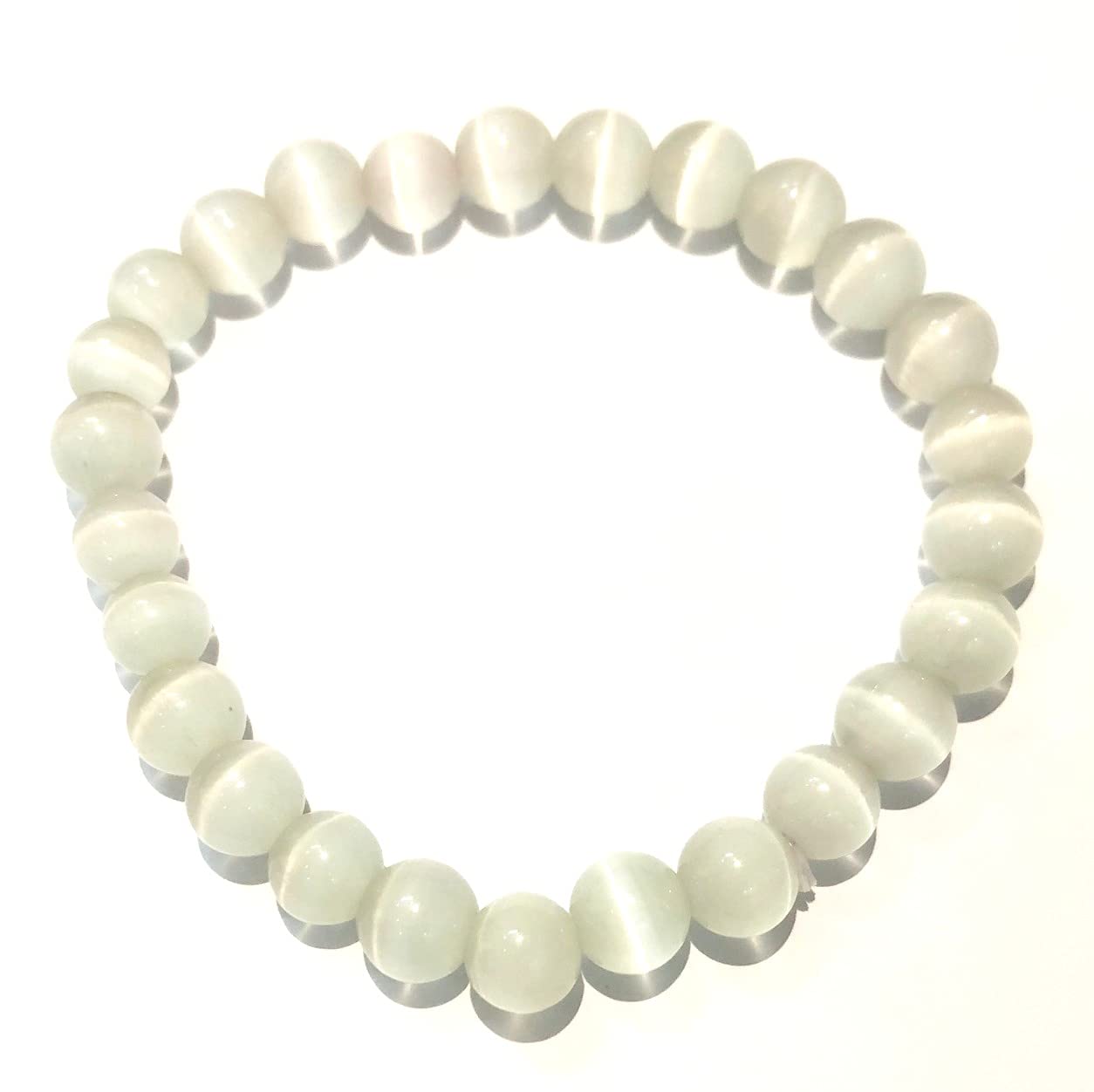CRYSTALMIRACLE Powerful Selenite Beaded Round Bracelet Crystal Healing Fashion Jewelry Men Women Gift Handcrafted Accessory Wellness