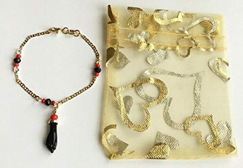 COLIBROX Baby Azabache Bracelet 14K Gold Filled 5.5”- Pulsera Mano De Azabache Bebe - Charm Crazy
