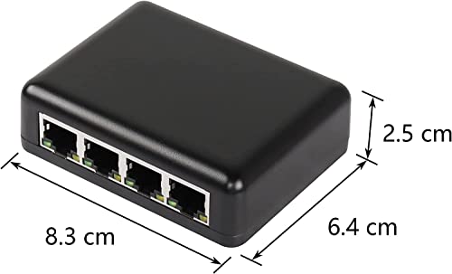 SinLoon RJ45 Network Splitter Adapter Gigabit,1000Mbps Ethernet Cable Splitter, Cat5,Cat6,Cat7,RJ45 Network Extension Connector,Four Devices Share The Internet at The Same Time (Black Gigabit 1 to 4)