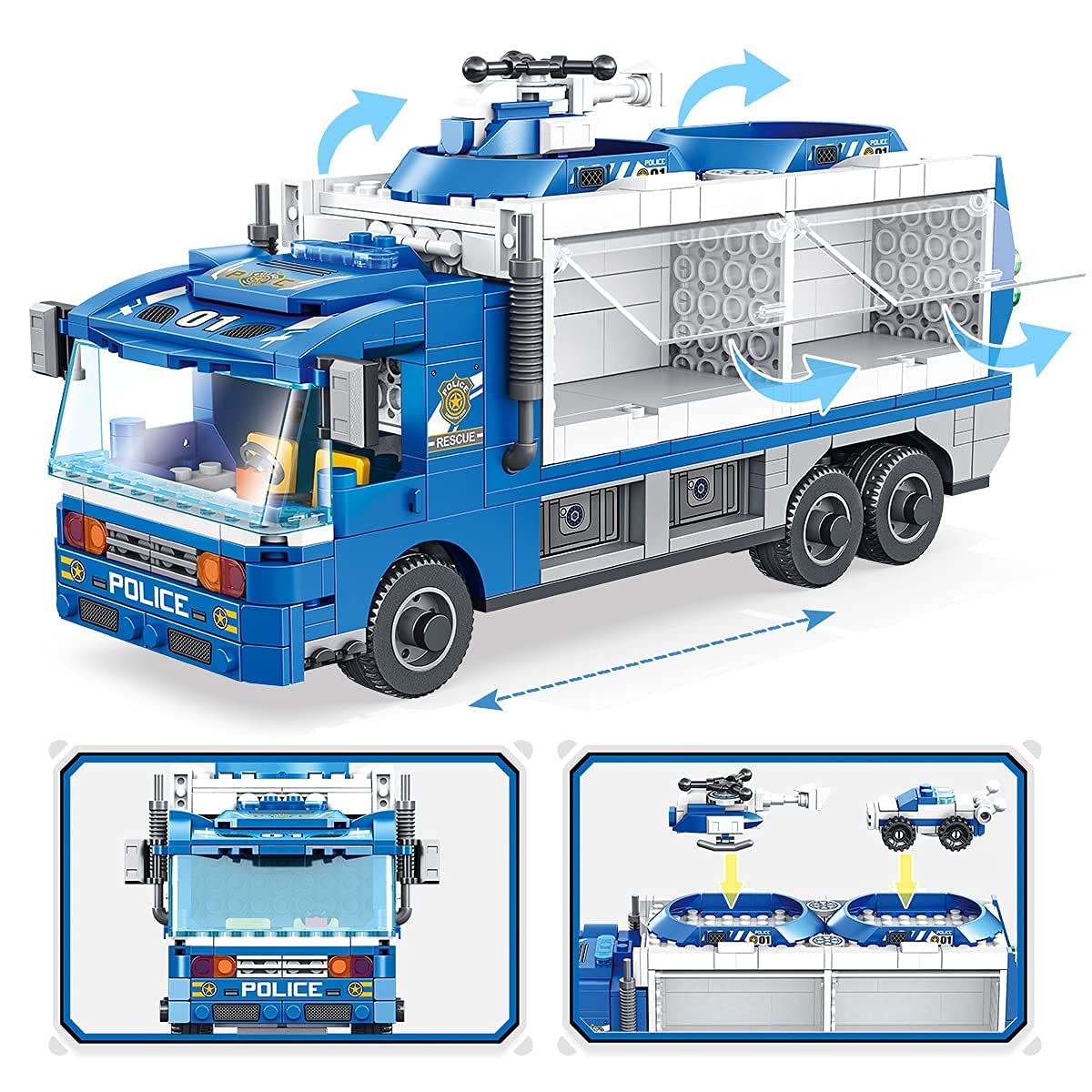 PANLOS 655 PCS Robot Building Toy, 6-in-1 Kids Engineering Fire Truck Building Blocks Kit, STEM Learning Building Bricks Toys Set for Kids Children Boys & Girls Age 4-8