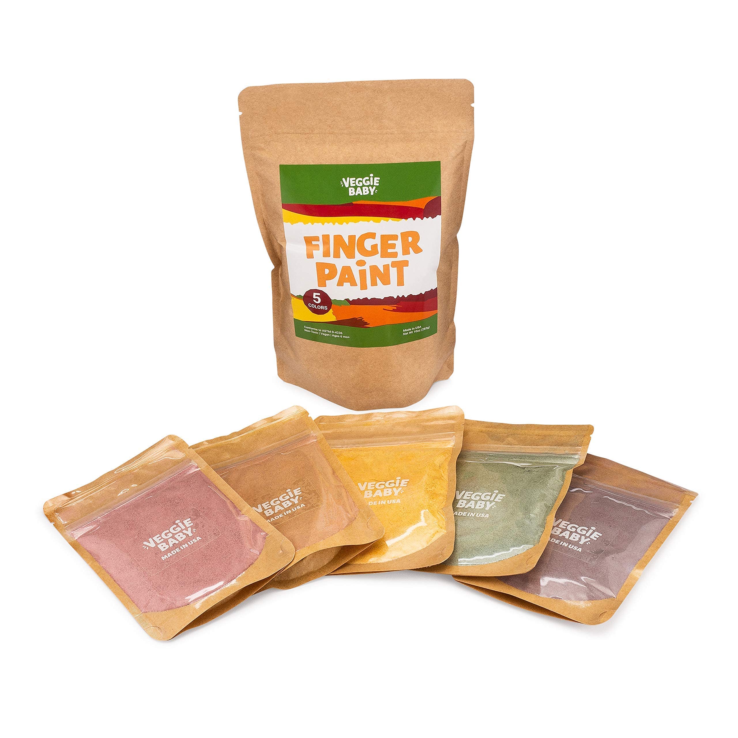 Veggie Baby Finger Paints for Toddlers, Vegan Art Pad 60 Sheets, Made in USA