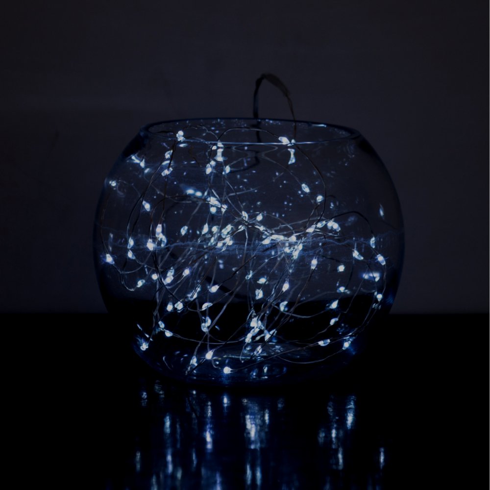 Solar Powered String Lights, 100 LED Copper Wire Lights, Waterproof Starry String Lights, Indoor/Outdoor Solar Decoration Lights For Gardens, Patios, Homes, Parties: 20 ft, Platinum