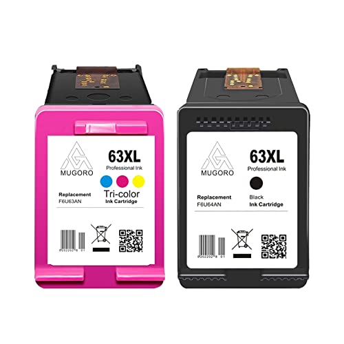 Remanufactured 63XL Ink Cartridge Replacement for HP 63XL 63XL Black and Color(2-Pack) Compatible with Envy 4510 4520 4525 4528 OfficeJet 5267 5255 3830 4650 5258 3832 HP DeskJet 1110 2132 3630 3636