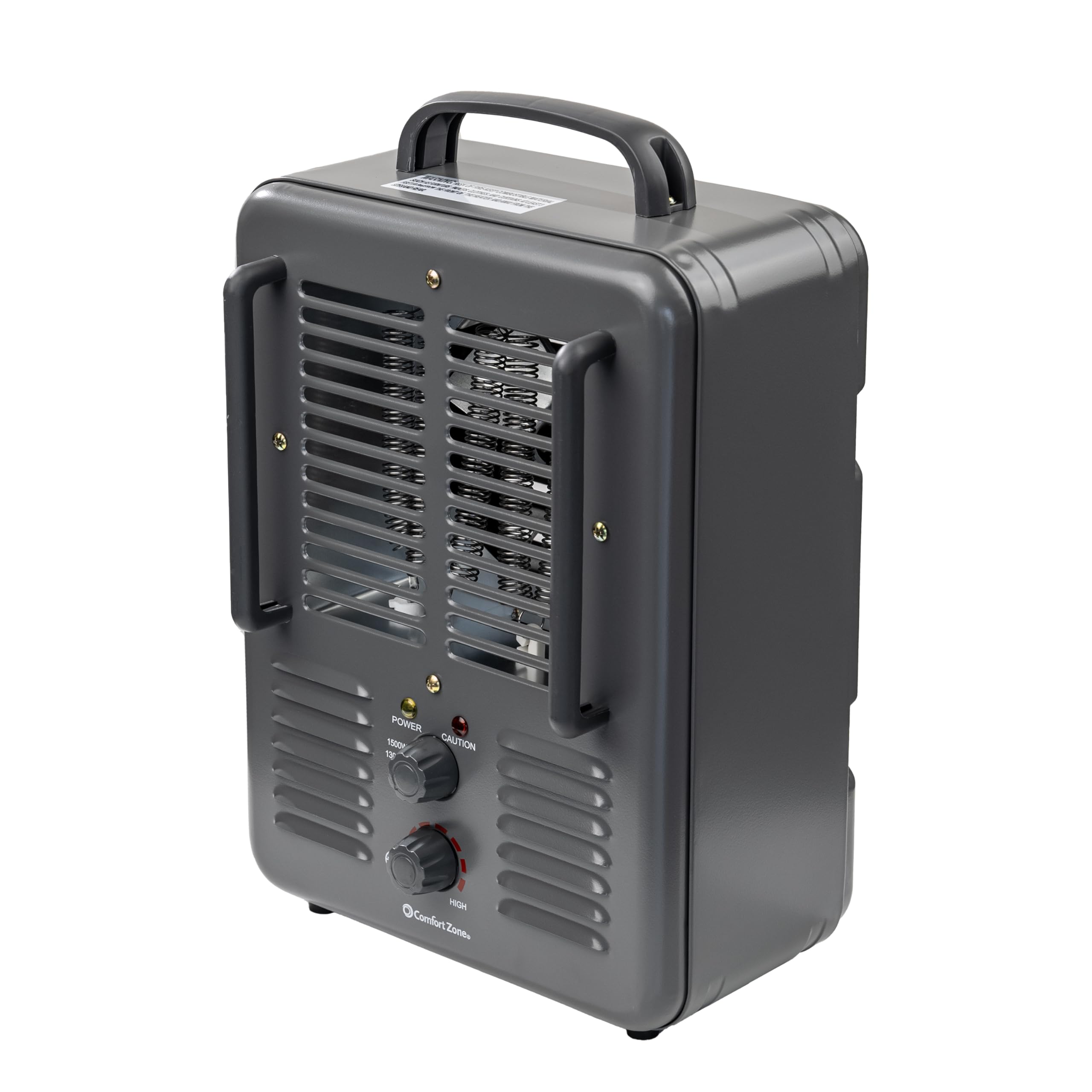 Comfort Zone Milkhouse Style Utility Space Heater with Adjustable Thermostat, Electric, Portable, 3-Prong Plug, Overheat Protection, & Tip-Over Switch, Ideal for Garage or Workshop, 1,500W, CZ798GR3