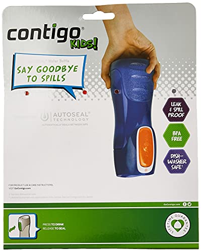 Contigo Trekker Kids Water Bottle with Spill-Proof Lid, 14oz Water Bottle with Leak-Proof Technology, BPA-Free, 2-Pack Navy & Nectarine