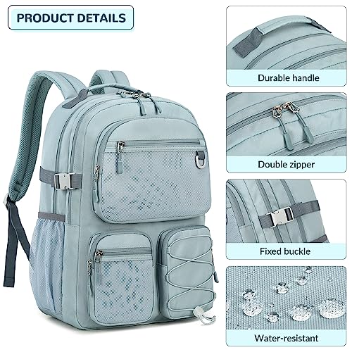 Lohol Water Resistant Daypack with Mulitiple Pockets for Travel Outdoor College, 15.6 inch Laptop Backpack for Men and Women (Brown
