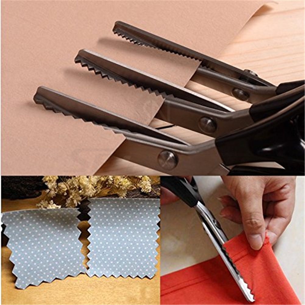 Dressmaking Sewing Craft Scissors, Professional Stainless Steel Pinking Shears Comfort Grip, Serrated & Scalloped Blades Cut Tailor Decorative Tool - Fabrics Leather Paper Craft (Scalloped 18mm)