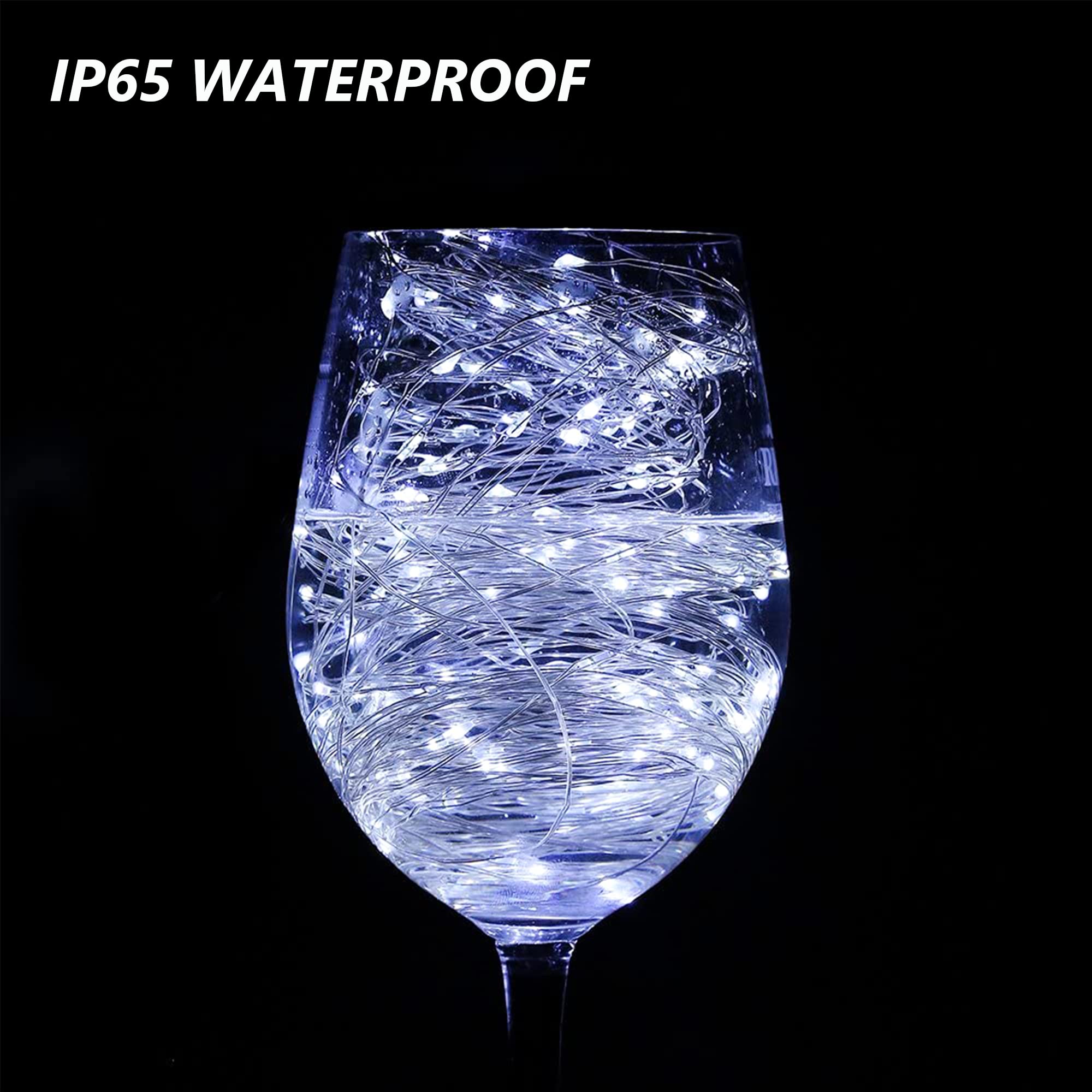 Solar String Lights, 2 Pack 100 LED Copper Wire Lights, Waterproof Fairy Decoration Starry String Lights - 8 Modes, Indoor/Outdoor for Gardens, Patios, Homes, Parties, Cool White 2 Pack